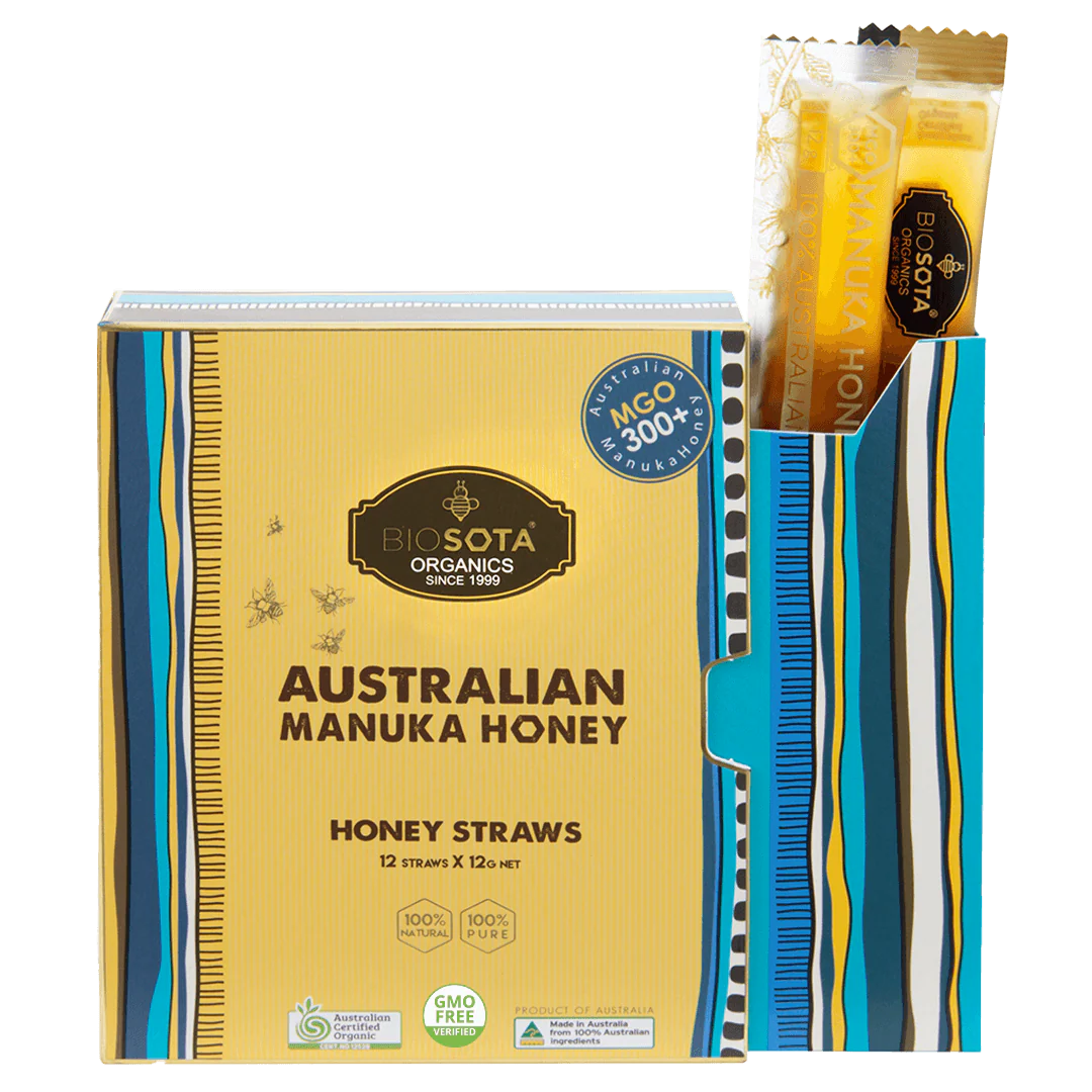 BIOSOTA Certified Organic Manuka Honey Sticks (MGO 300+) Gift Box (12g
